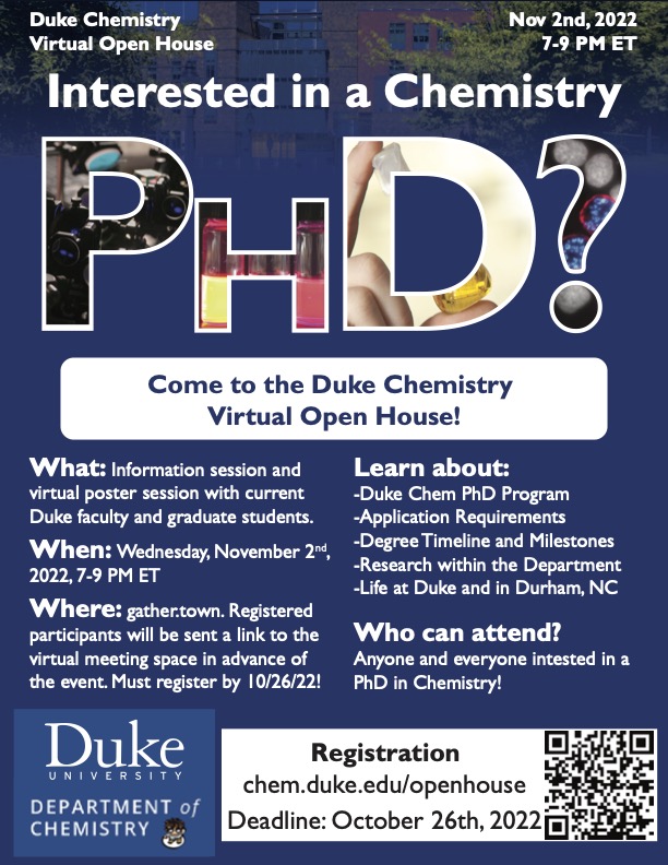 Virtual Open House for Duke Chemistry | UCI Department of Chemistry